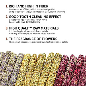 Casapeva Natural Flowers Flavored Hamster chew Toys, Chinchillas, Guinea Pigs, Gerbils, Hamsters and Other Small Animals，100% Handmade Chew Toys for Teeth Treats Accessories