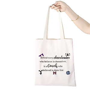 Generic WCGXKO Cheer Coach Gift Cheer Mom Gift Cheerleading Zipper Pouch Cosmetics Bag Cheer Gift (Behind every cheerleader tote),Talk Less Smile More