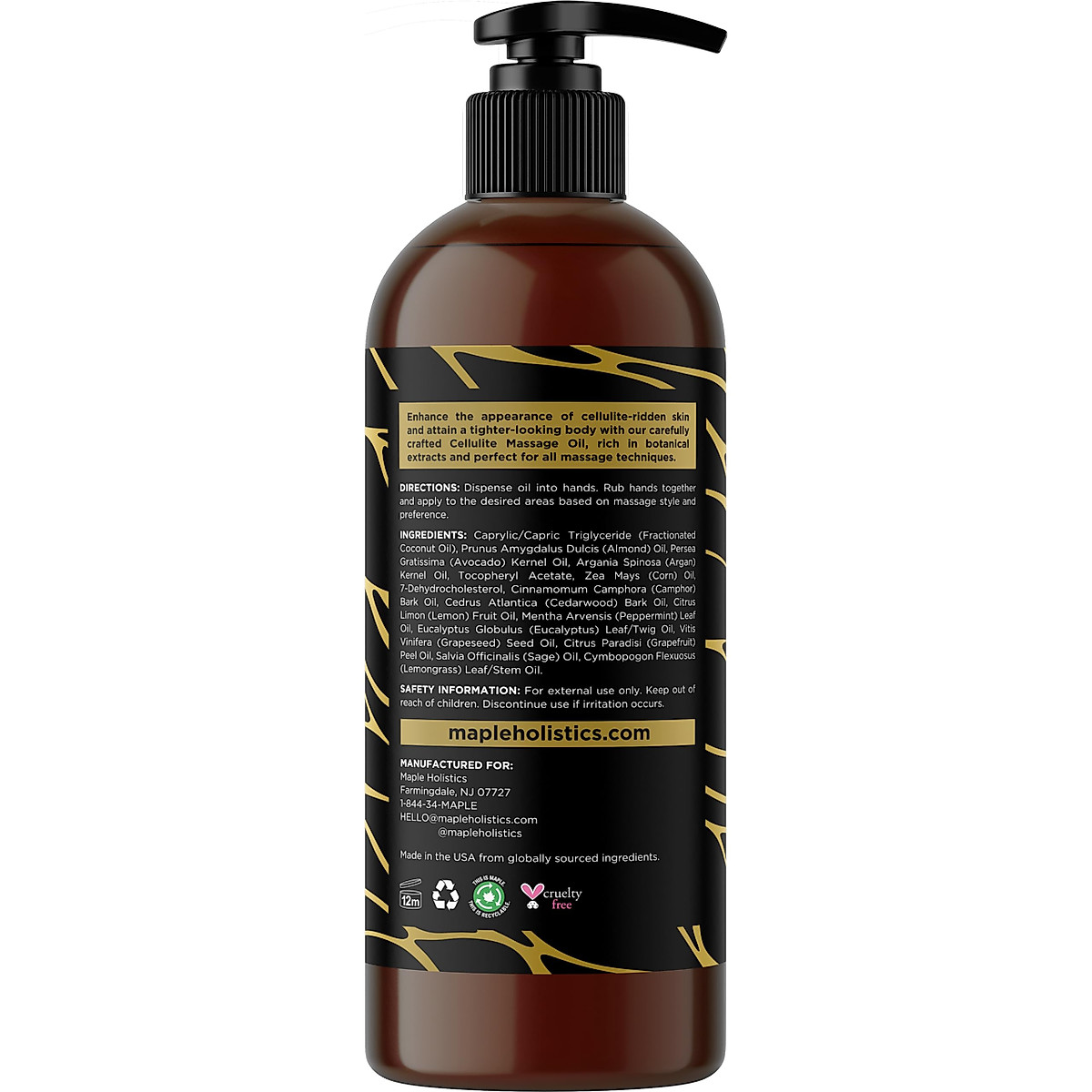 Advanced Anti Cellulite Massage Oil - Skin Tightening Anti Cellulite Oil for Thighs and Bum - Loose Skin Firming Body Oil for Massage Tools with Body Sculpting Essential Oils for Skin (Citrus Scent)