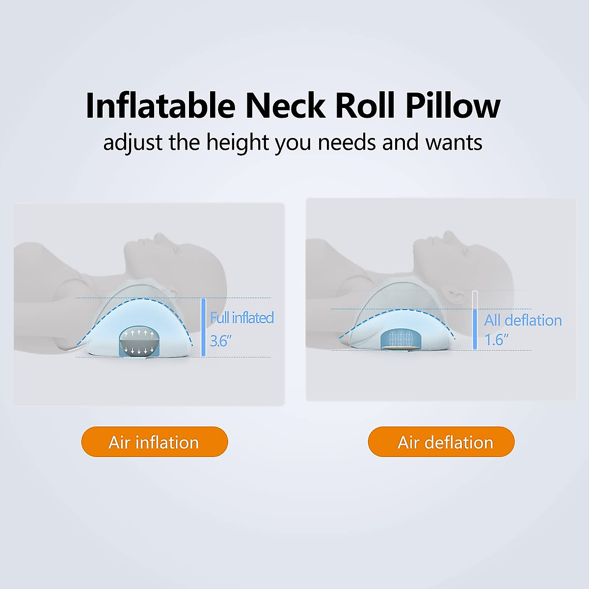 RESTCLOUD Adjustable Neck Roll Pillow, Neck Pillow for Pain Relief Sleeping, Memory Foam Cervical Pillow for Neck Pain Relief