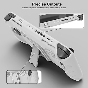 EJGAME Upgraded Ultra Slim TPU Protective Case with Front Cover Compatible with ASUS ROG Ally, Shock-Absorption, Non-Slip and Anti-Scratch Design Cover Protector (White)
