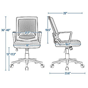 Topeakmart Ergonomic Mesh Office Chair, Executive Rolling Swivel Chair, Computer Chair with Lumbar Support Desk Task Chair for Women, Men(Black)