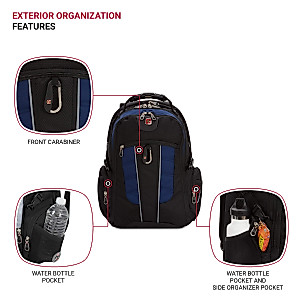 SWISSGEAR 1753 ScanSmart Laptop Backpack. Abrasion-Resistant & Travel-Friendly Laptop Backpack (Black/Navy)