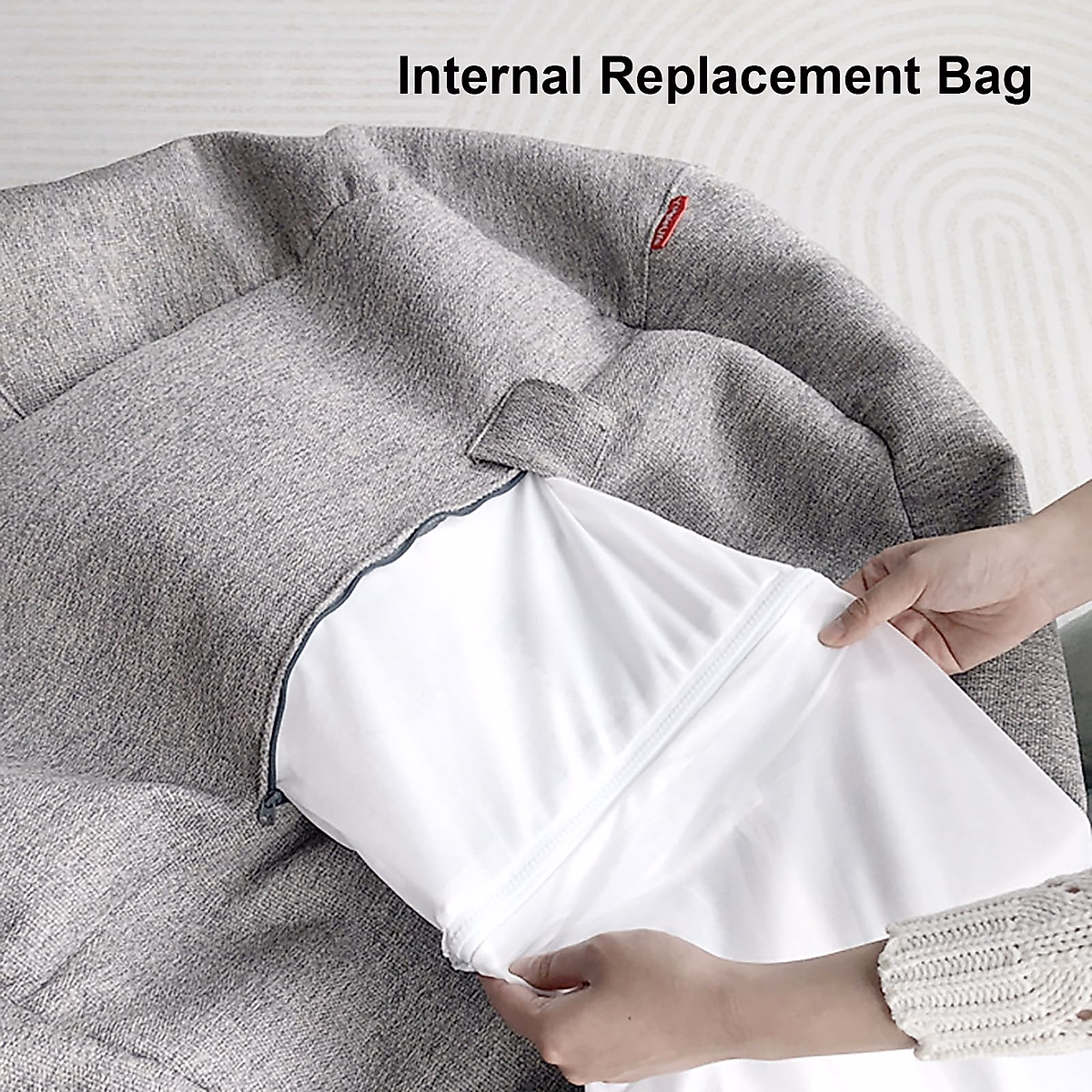 PRELGOSP Bean Bag Chair Cover Without Filling, Soft Lazy Sofa Beanbag Toy Storage Stuffed Animal Seat for Adults, Kids, Teens,Brown,L