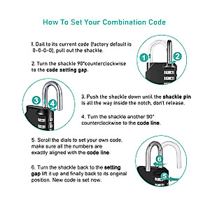 NAGE 4-Digit Combination Lock for Locker, Lock for Gym Locker, Fence, Gate, Case, Combination Padlock Easy to Use and Set, Number Lock Sturdy & Durable (Pink)