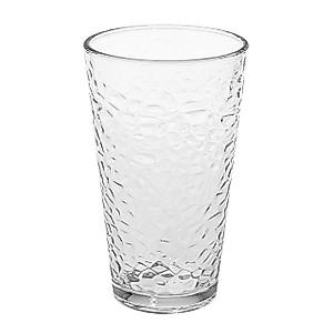 Set of 10 Hammered Glass Cups, 16oz. Dishwasher Safe Cocktail Drinking Glasses - Clear Heavy Base Stemmed Water Glasses, Tall Beer Glasses, Bar Glass, Juice, Iced Tea, Margarita, & Everyday Drinks.