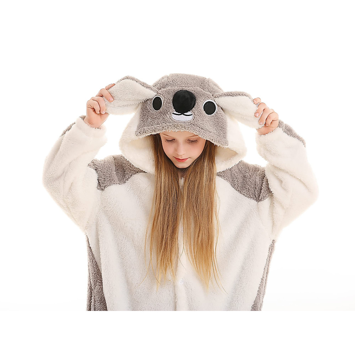 ATOZ Onesie for Kids, Animal Pajamas Halloween Cosplay Costume for Girls Boys, Koala 8-9Y