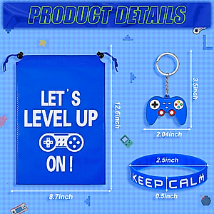 Shappy 36 Pieces Includes Video Game Bracelets Wristbands Gaming Party Bags with Drawstring Game Controller Keychains for Video Game Birthday Party Favors Supplies