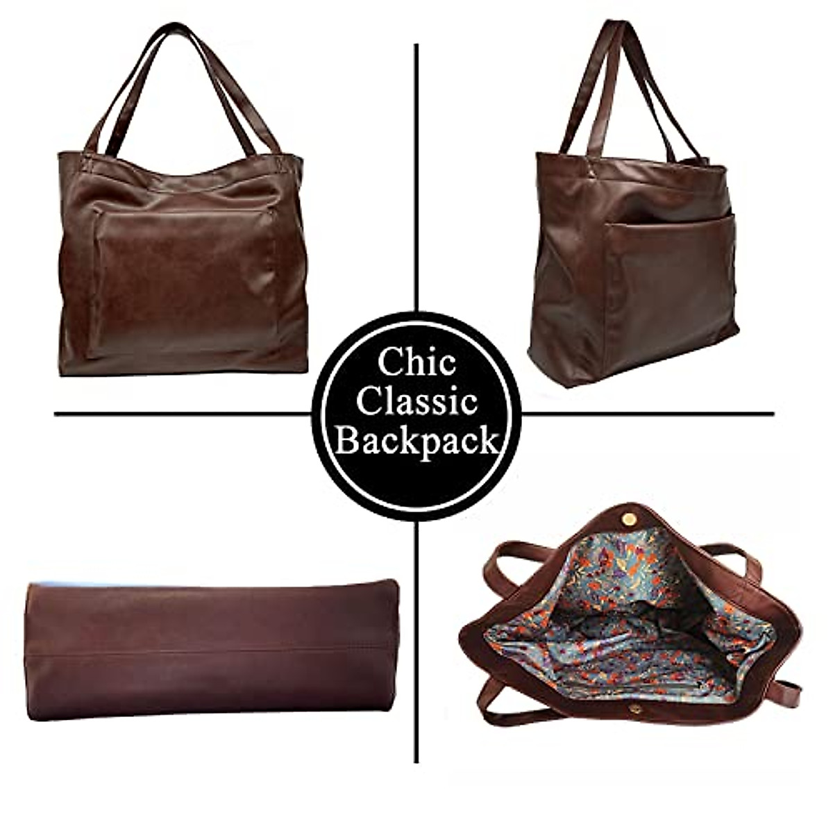 Women's Tote Shoulder Bag Soft Leather Handbag Large Capacity Purse (Coffee)