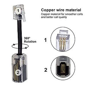 Telephone Cord Detangler,LOVK 2 Pack 13Ft Uncoiled / 2Ft Coiled Telephone Handset Cord with 2 Pack 360 Degree Rotating Landline Cable Detangler Swivel Cord Untangler Telephone Accessory