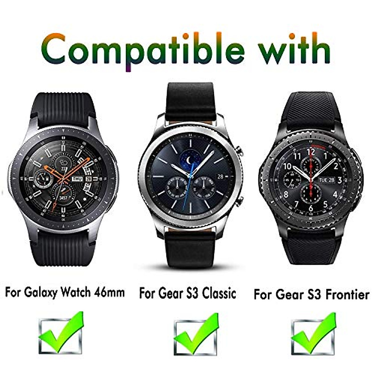 beukei (3 Pack) for Samsung Gear S3 and Gear S3 Frontier Screen Protector Tempered Glass, Anti Scratch, Bubble Free(Not Fit for Galaxy Watch 42mm and Gear S2 Smartwatch)