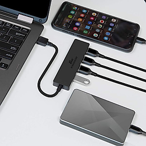 Kingwin USB Hub 4 Port USB 3.0 Data Hub for Mobile SSD, MacBook, Mac Pro/ Mini, iMac, Chromebook, Surface Pro, USB Flash Drives, Notebook PC, XPS, and More [Ultra Slim]
