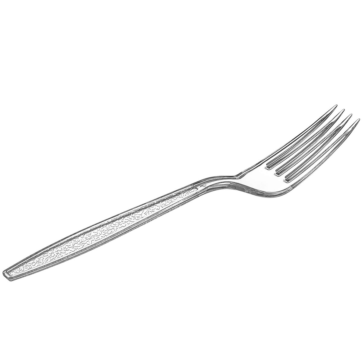 Comfy Package [100 Pack] Heavyweight Clear Plastic Forks with Engraved Design - Disposable Sturdy Plastic Utensils for Parties, Weddings, and Events