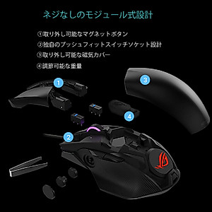 ASUS Optical Gaming Mouse - ROG Chakram Core | Wired Gaming Mouse | Programmable Joystick, 16000 dpi Sensor, Push-fit Switch Sockets Design, Adjustable Mice Weight, Stealth Button, RGB Mouse