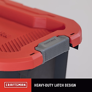 CX CRAFTSMAN, 10-Gallon Highly Durable Storage Bin & Dual Latching Lid, (12.7”H x 15.7”W x 22.7”D), Versatile Stacking Tote and Weather-Resistant Design, American Made [4 Pack]
