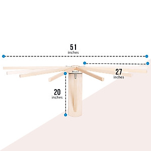 Pennsylvania Woodworks Wall Mounted Clothes Drying Rack - Heavy Duty, Collapsible Laundry Rack for Drying Clothes - Solid Maple Hardwood Foldable Drying Rack - Made in The USA (Large)