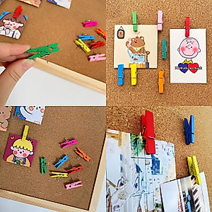 Push Pin Clips for Cork Board, 50 Pcs Colorful Push Pins with Wooden Clips Decorative Assorted Colors Thumbtack Pushpins Tacks for Bulletin Board Decorations, Artworks, Notes, Photos, Office and Home