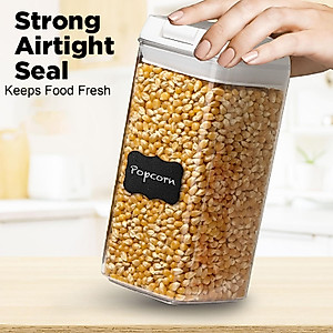 Shazo Airtight Food Storage Containers with Lids - 6 PC BPA Free Clear Plastic Cereal Containers with Easy Lock Lids for Kitchen and Pantry Organization for Snacks and Pasta - 1.2 L