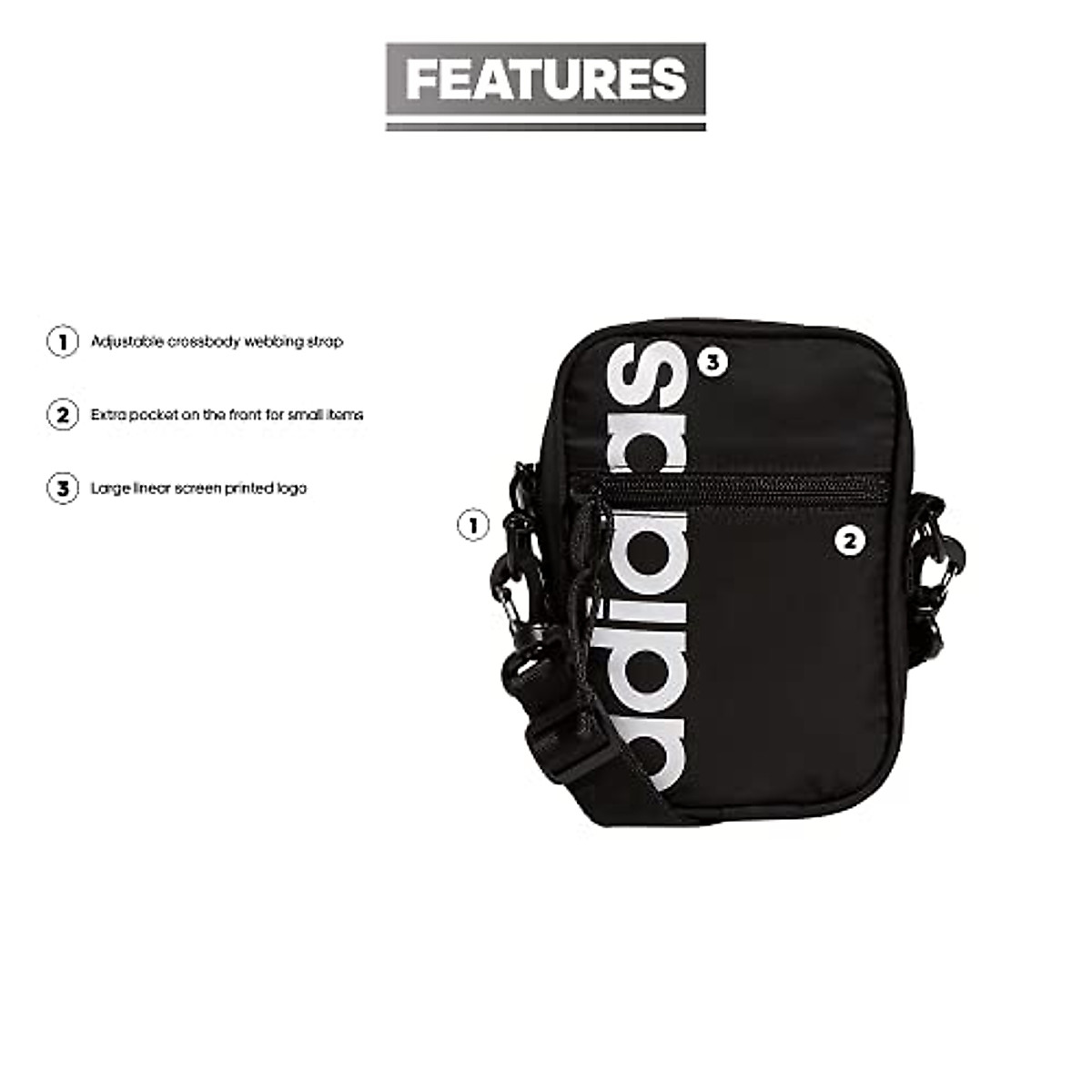 adidas Unisex Core Festival Crossbody, Black/White, One Size