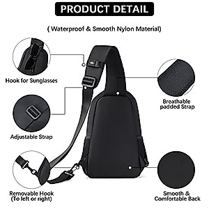 BOSTANTEN Sling Bag, Shoulder Bag Crossbody Backpack Lightweight Casual Daypack for Men Women Travel Hiking Walking, Black