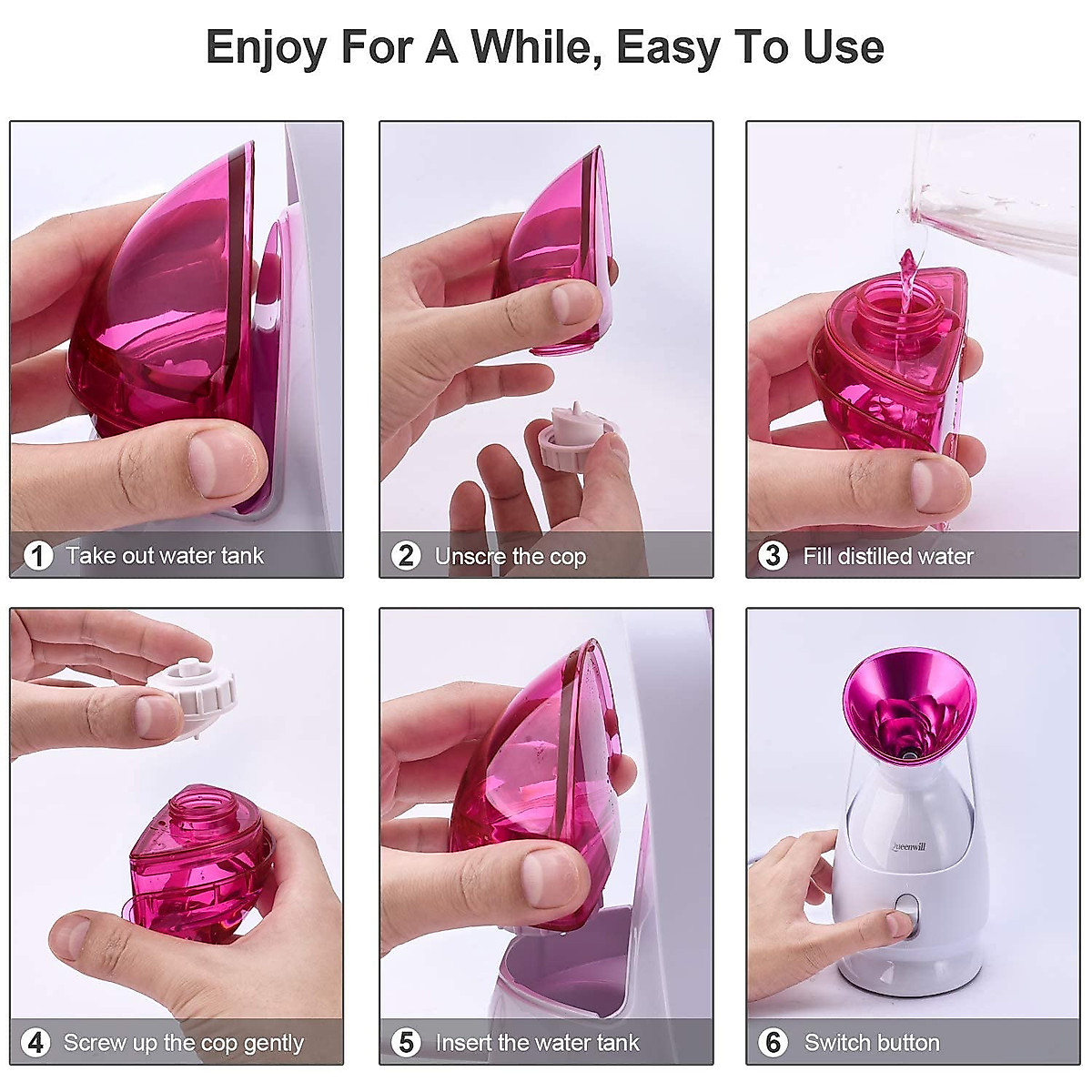 Facial Steamer Nano Ionic Face Steamer Skin Warm Mist Moisturizing Face Steamer Hot Mist Skin Moisturizing Opening Skin Pores Removing Blackhead Home SPA with Free 5 PCS Blackhead Extractor Kit