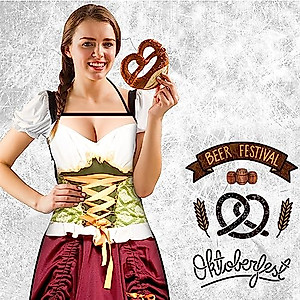 ZYP 4PCS Oktoberfest Apron for Woman,Female Funny Novelty Apron for German Oktoberfest Party Costume,Couples Cooking Dirndl Apron for Bavarian Beer Festival