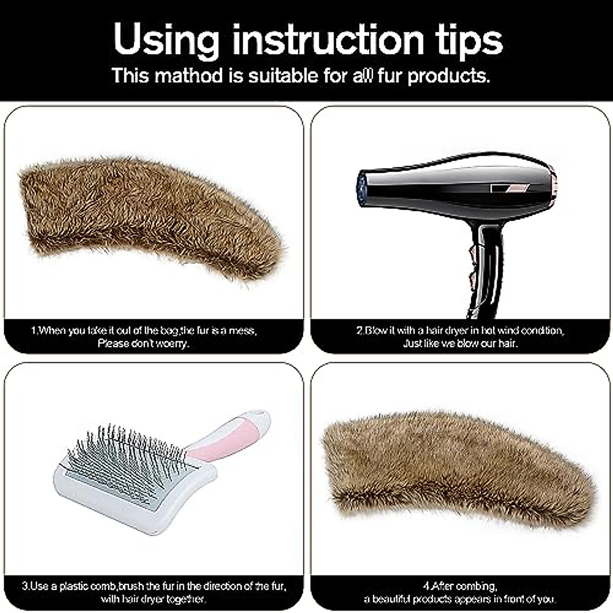 Dikoaina Extra Large Women's Faux Fur Collar for Winter Coat,Raccoon,120cm