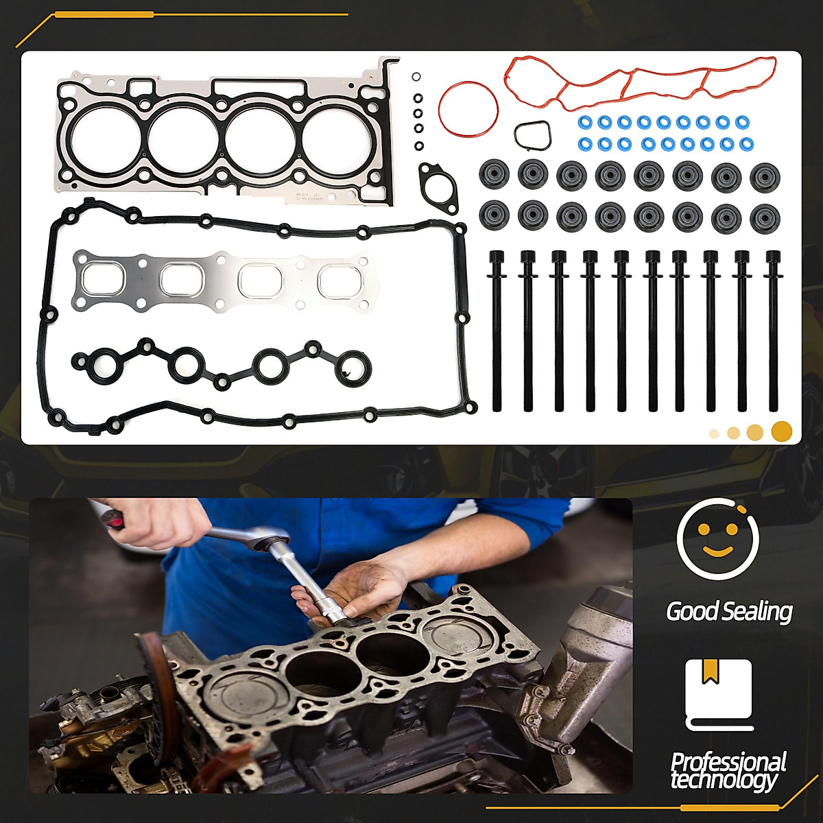 HGS167 Engine Cylinder Head Gasket Set fit for Chrysler 200/Sebring 2007-2016, for Dodge/Avenger/Journey 2008-2014, for Jeep Compass/Patriot/Compass 2.4L 2007-2015 2.4L DOHC L4 16V HS26332PT HS54664