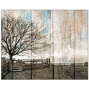Rustic Farmhouse Wall Art Country Tree Winter Landscape Picture Canvas Print for Bedroom LivingRoom Home Decoration Modern Artwork 16"X20" Frameless