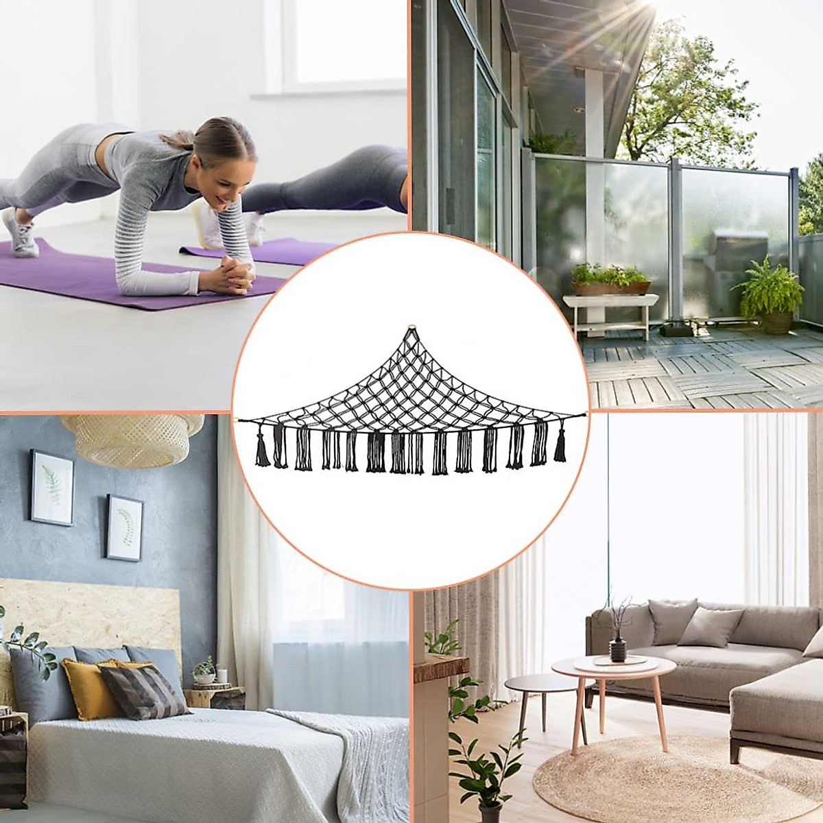 Exercise Ball Holder,Corner Hanging Storage Net or Hammock for Fitness Ball,Balance Ball Organizer, Yoga Ball Rack,Pregnancy Stability Ball Swiss Balance Ball for Yoga Studio and Gym Black, 150x100cm