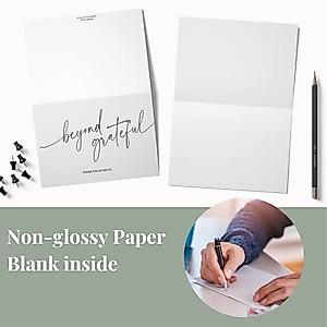 Beyond Grateful Thank You Cards | Bulk Pack of 100 with Kraft Envelopes and Matching Stickers, 4x6 Inch Minimalistic Design | Suitable for Business, Baby Shower, Wedding, Graduation, Bridal Shower, Funeral