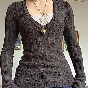 Women Y2k Fairy Grunge Sweater Pullovers Long Sleeve V Neck Kawaii Knitted Top E Girl 2000s Aesthetic Casual Knitwear