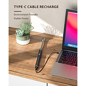 RONXS Candle Lighter, Electric Lighter, Rechargeable Type C Lighters Arc Lighter with LED Battery Display, Flameless Long Lighters for Candles Grill BBQ Camping (Black)