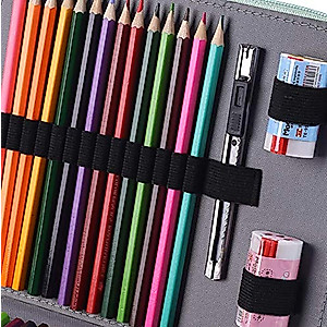 Shulaner 120 Slots Colored Pencil Case with Zipper Closure Large Capacity Green Rose Oxford Pen Organizer Flower Pencil Holder for Artist