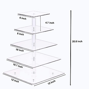 4 Tier Shelf Cake Pop Stand (Yellow) +5 Tier Premium Cupcake Holder, Acrylic Cupcake Tower Display – Cady Bar Party Décor, Acrylic Display for Pastry Weddings, Birthday (Yellow)