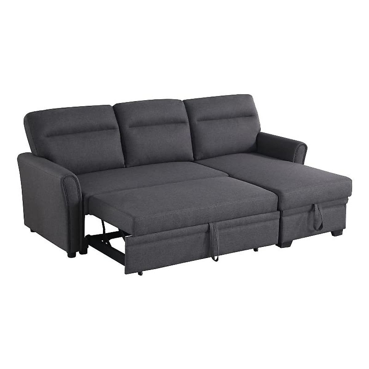 Devion Furniture Fabric Sectional Sofa Easy Assembly Pull Out Sleeper Bed in Gray