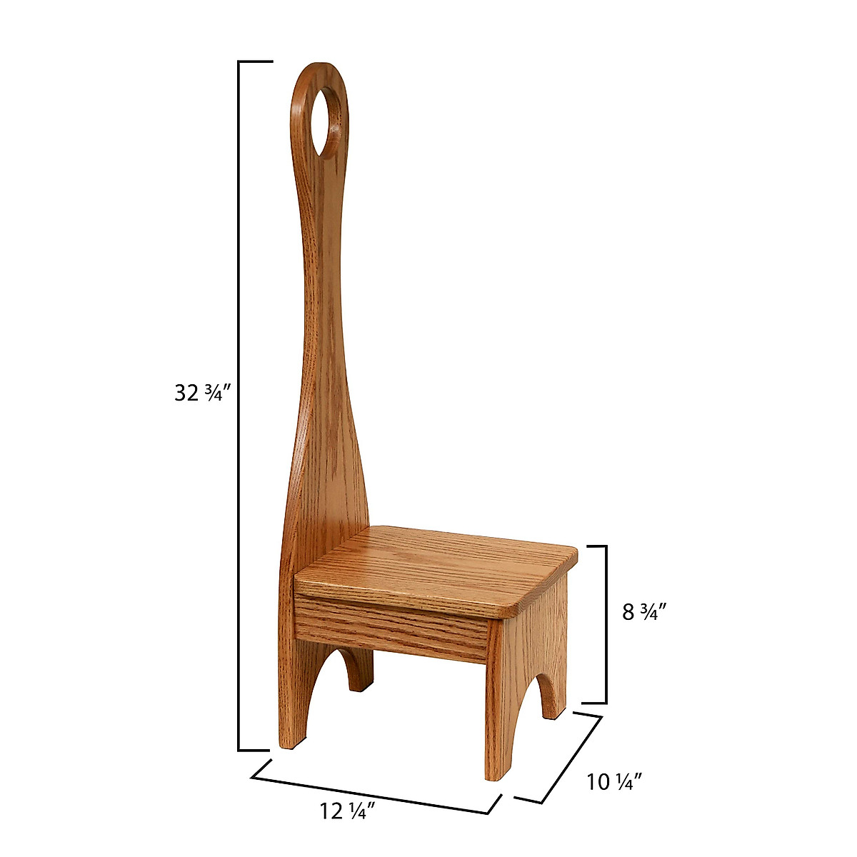 BCC Solid Hardwood Bench Step Stool with Handle: Handmade in The USA: for Kitchen, Bedroom or Bathroom (Oak, Golden)