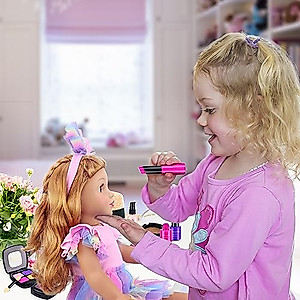 ZITA ELEMENT 14 Pcs 18 Inch Girl Doll Accessories and Makeup Set Includes Doll Dress with Makeup Stuff for 18 Inch Girl Doll My Our Life Journey Generation Girl Doll Accessories