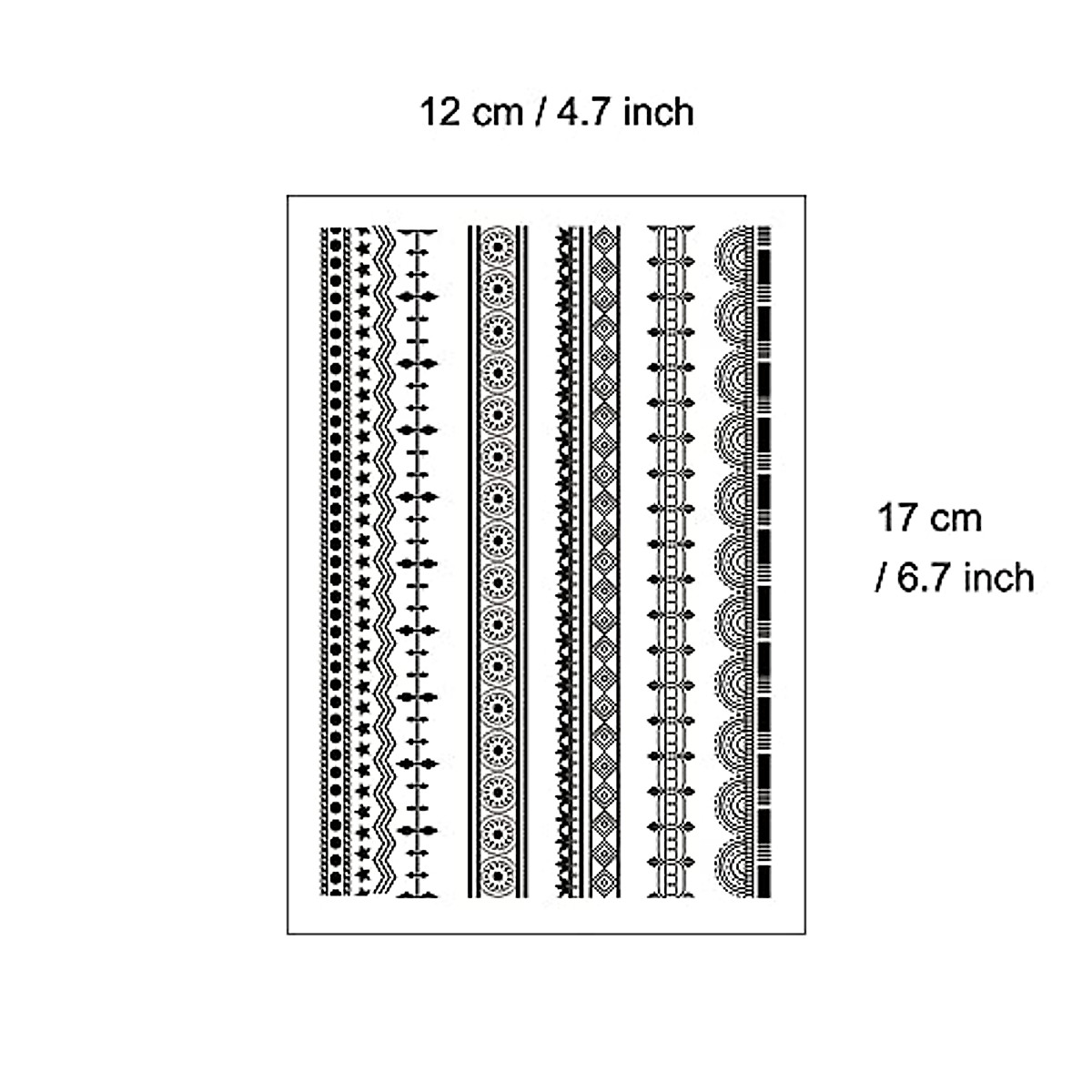 Everjoy 10+ Designs Waterproof Arm Wrist Leg Circle Fake Temporary Tattoo Stickers - Black Boho Tribal Armband