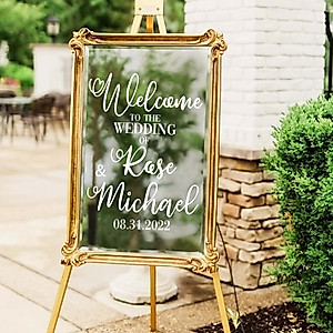Vinyl Art Decal - Custom Welcome to The Wedding of - 30" x 22" - Elegant Sticker Vertical Layout Personalized Wedding Greeting Couples Bride Groom Marriage Reception Love Decor (Vertical)