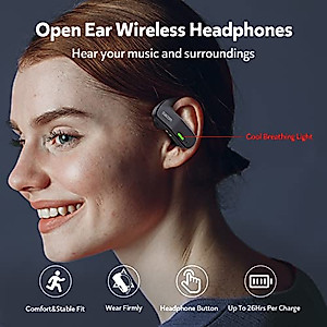 DACOM True Wireless Bone Conduction Headphones Open Ear Bluetooth Headphones with Earhooks 26 Hrs Playtime with Charging Case Sport Earbuds Waterproof with Built-in Mic for Workouts Running Cycling