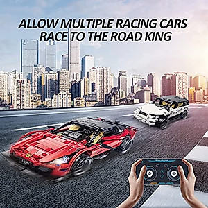 QMAN RC Car STEM Building Toys, 425 Pieces Remote Control Building Blocks Model Car Kit,Racing Car Model Building Block for Boys and Girls Age 6-12