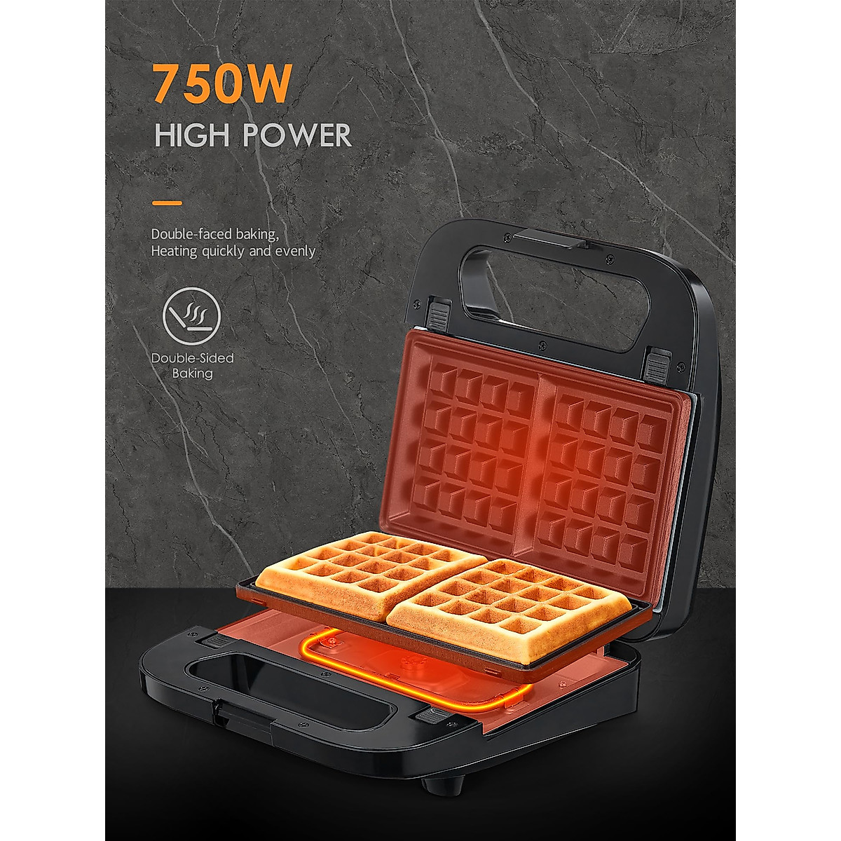 Reemix 3-in-1 Waffle, Grill & Sandwich Maker, Panini Press Grill and Waffle Iron Set with Removable Non-Stick Plates, Perfect for Cooking Grilled Cheese, Tuna Melts, Burgers, Steaks and Snacks, Black (3 in1 Sandwich Maker All Stainless Steel)