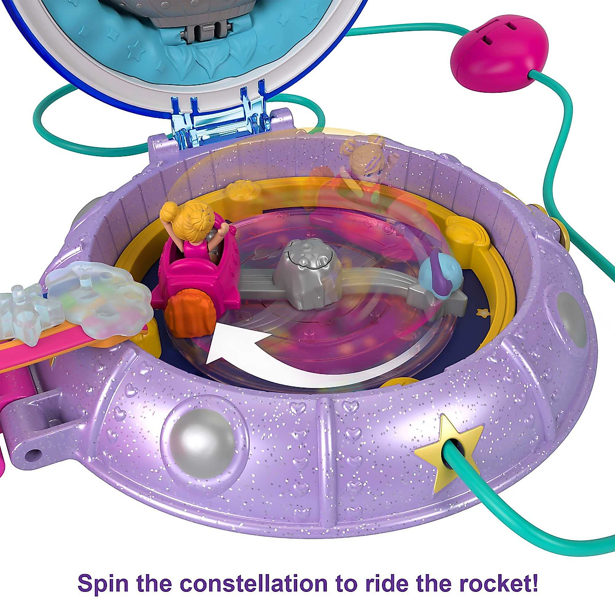 Polly Pocket Dolls and Accessories, Compact with 2 Micro Dolls, 15 Toy Pieces and 1 Fashion Piece, Double Play Space​​​
