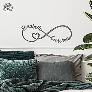 ROCC RUSTED ORANGE CRAFTWORKS CO. Wall Decor - Steel Infinity Sign - Personalized with Names - Wall hanging with couples or single names-Eternity symbol for anniversary and wedding-heart