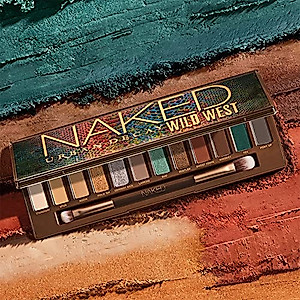 URBAN DECAY Naked Wild West Eyeshadow Palette, 12 Desert-Inspired Neutral Shades with Green & Blue - 100% Vegan, Ultra-Blendable, Rich Colors - Set Includes Mirror & Double-Ended Makeup Brush