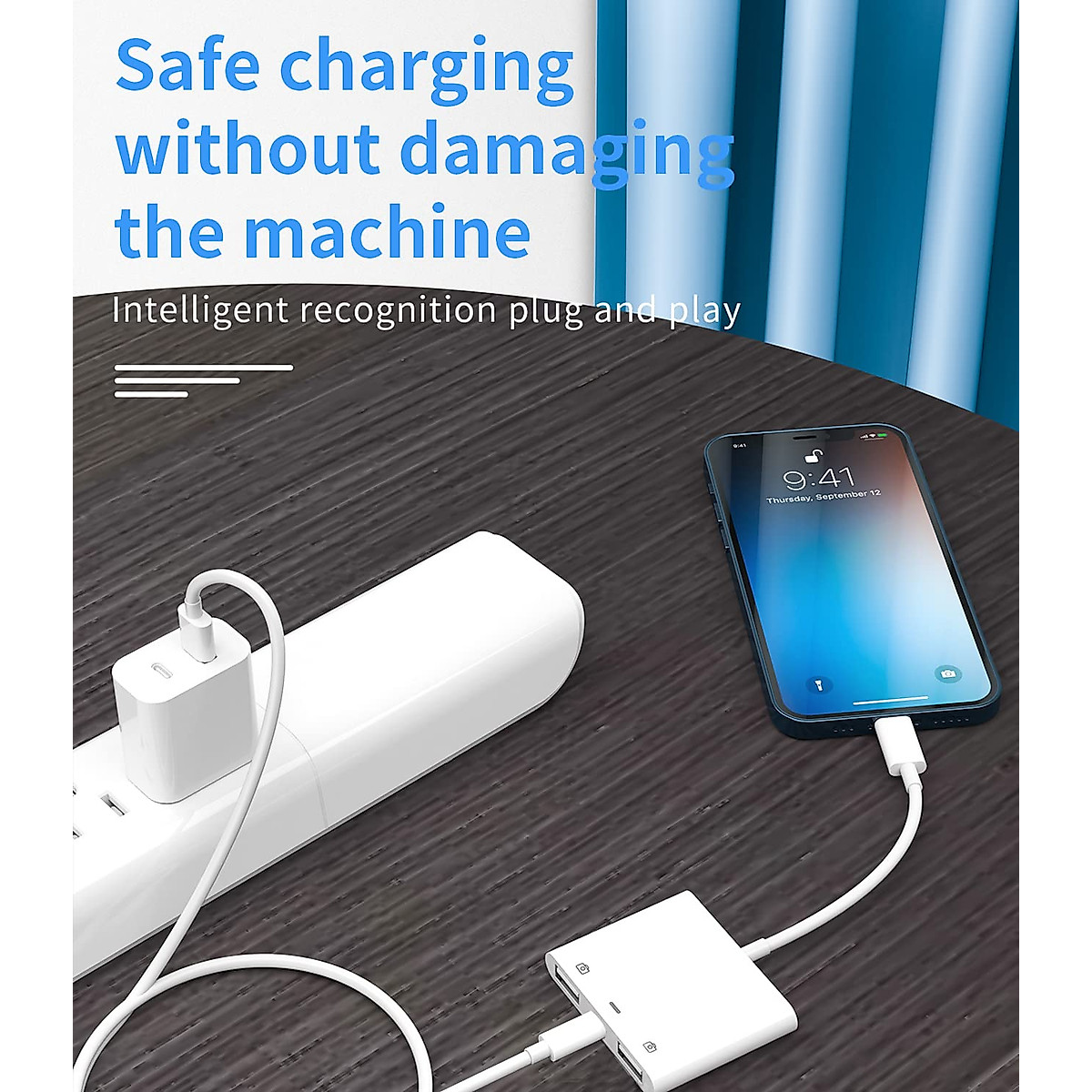 Apple Certified Lightning Male to USB Female Adapter OTG and Charger Cable for iPhone 11 12 Mini max pro xs xr x se 7 8plus Ipad air A Camera Memory Stick Flash Drive Cord Converter Charging Splitter