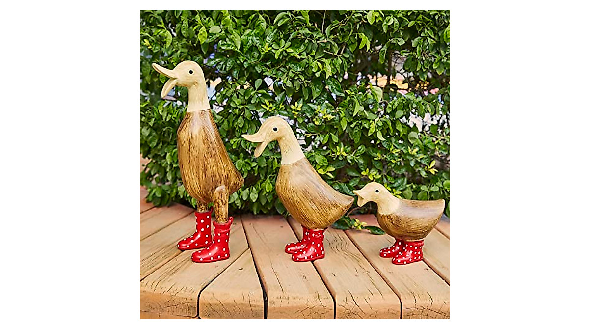 Duck Yard Decorations Yard Art Garden Puddle Ducks with Spotted Wellies ...