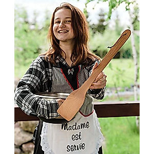 ECOSALL Large Wooden Spoon - 18-inch Heavy Duty Cajun Stir Paddle for Cooking in Big Pots & Wall Décor - Big Spoon For Brewing, Grill, Mixing, Stirring - Solid Natural Hard Wood Long Spatula.