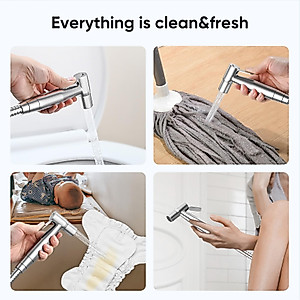 Arofa Handheld Toilet Bidet Sprayer for Toilet-Adjustable Water Pressure Control with Bidet Hose for Feminine Wash, Cloth Diaper for Baby Wash(Brushed Nickel + Matte Black)